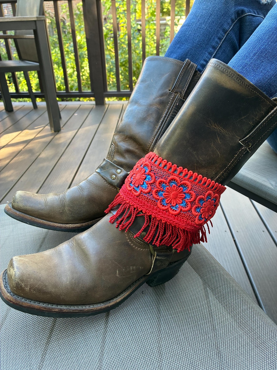 This Piece Sold Out at a Local Event. Red and Blue Boot Wrap: Handmade ...