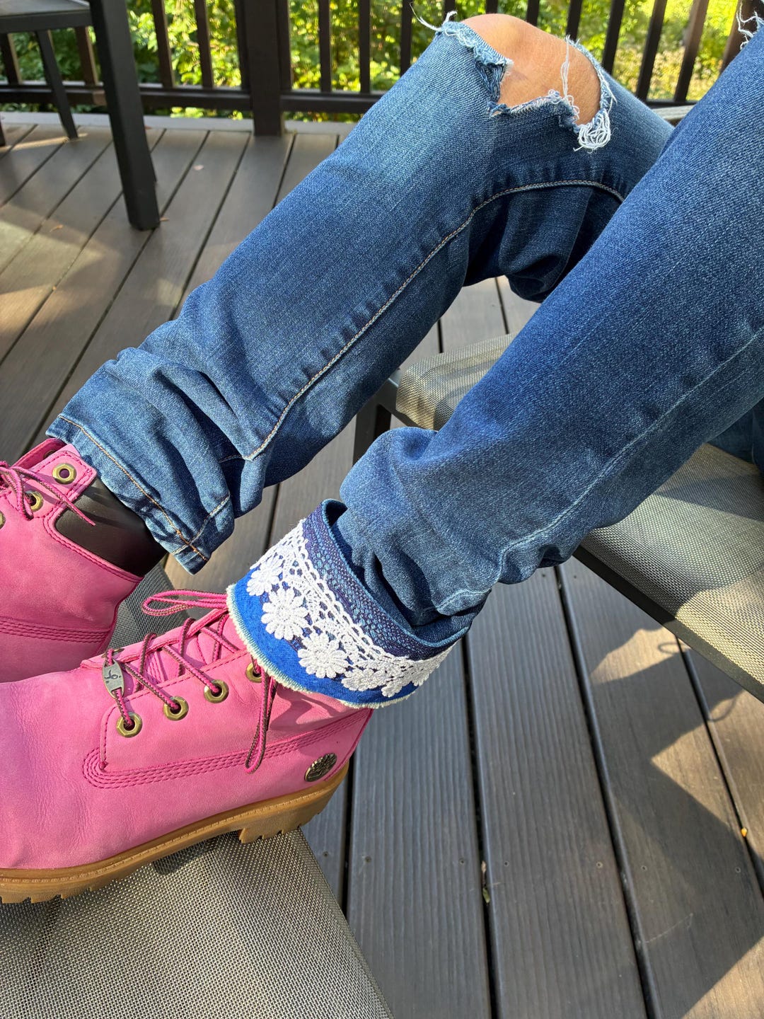 This Piece Sold Out at a Local Event. Denim and White Boot Wrap ...