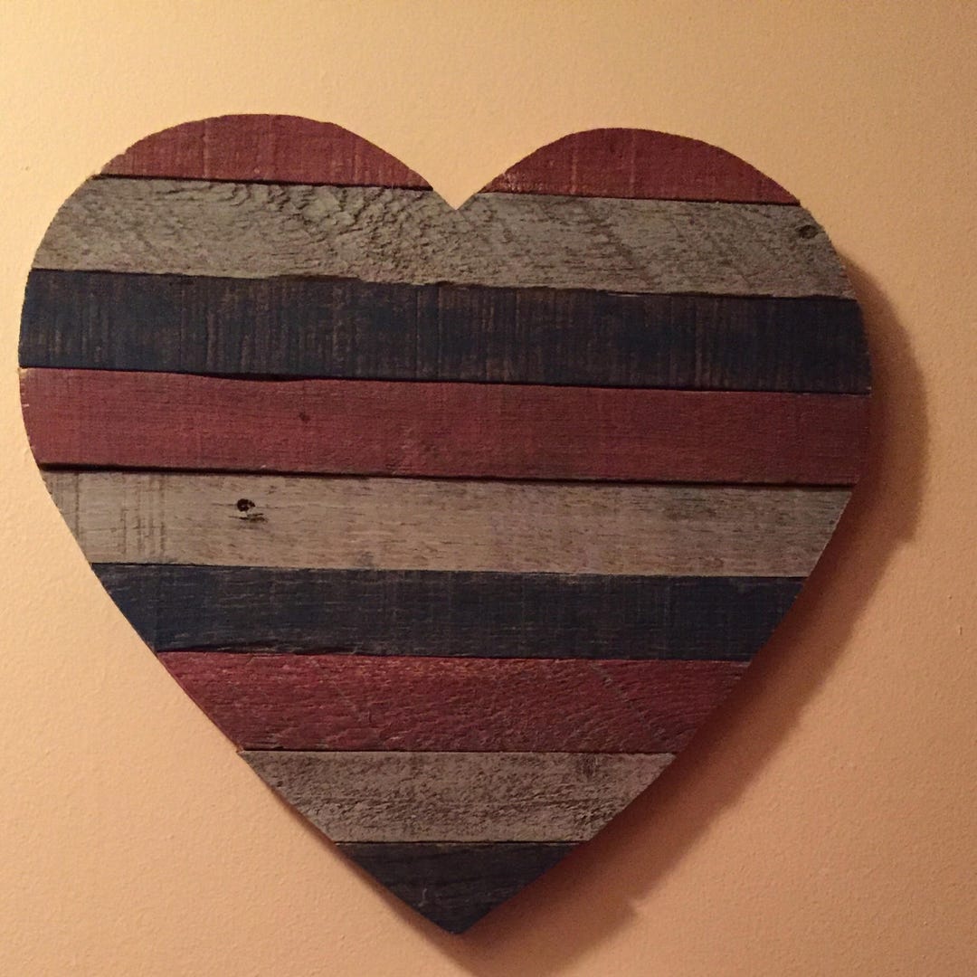 Rustic Painted Heart, Rustic Heart, Painted Heart, Wooden Heart, Wooden ...