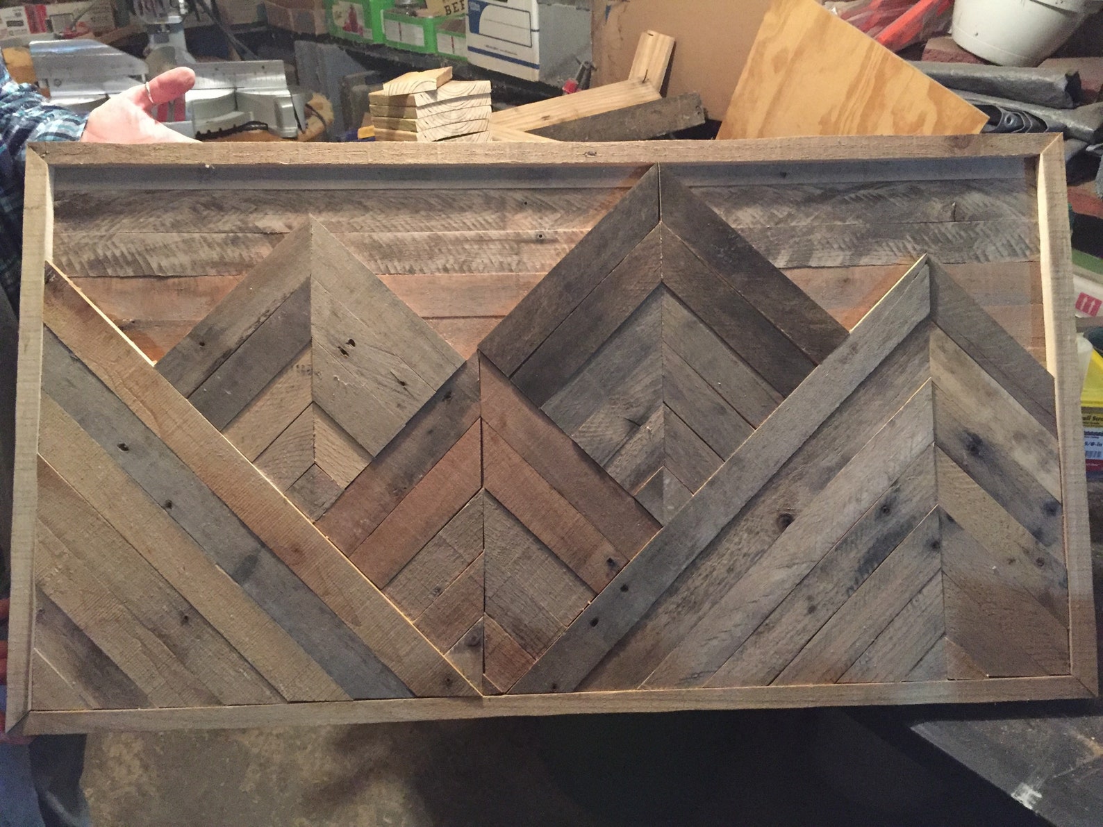 Rustic Wooden Mountain Scene Wall Art, Wall Art, Mountain Scene ...