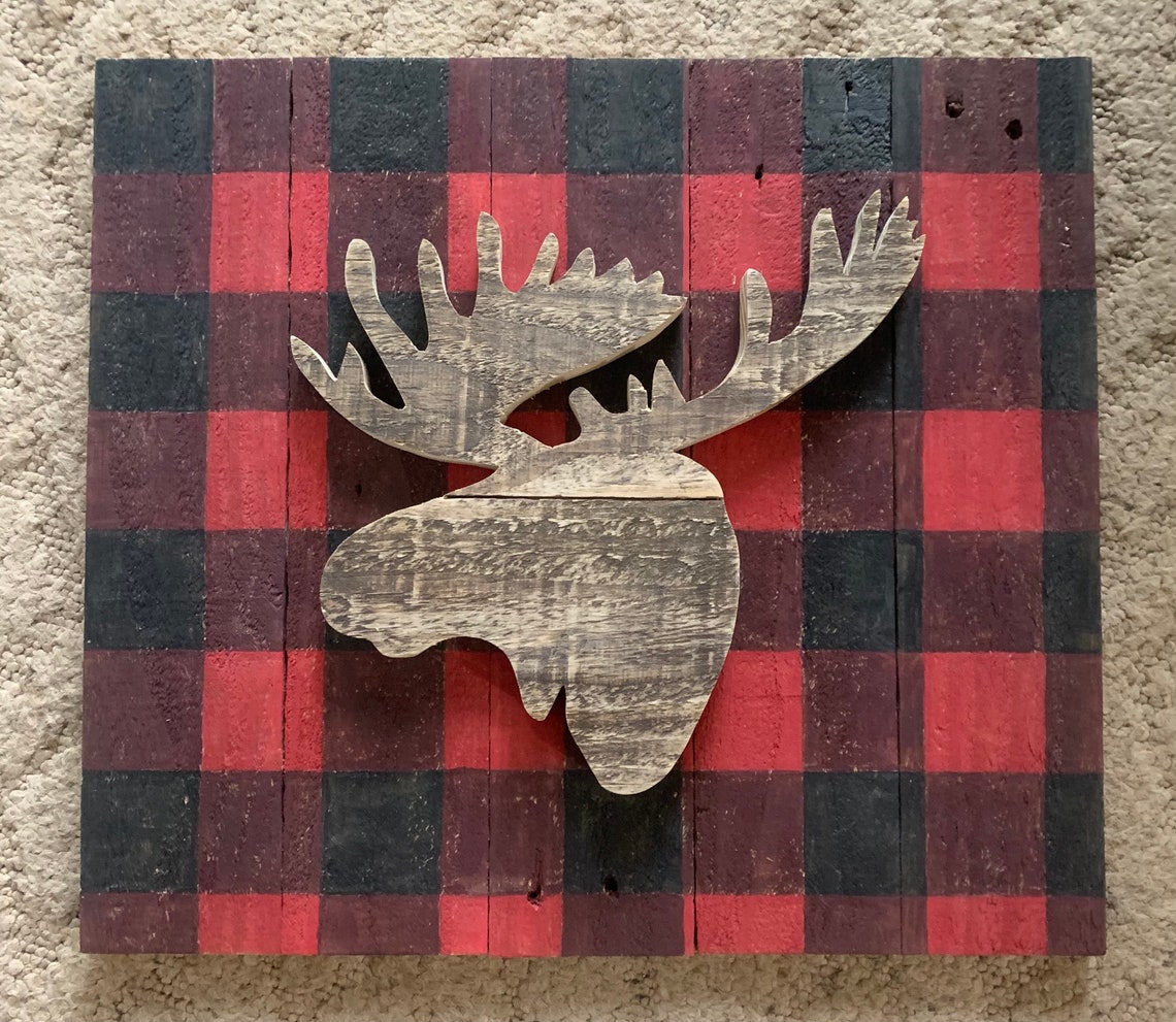Buffalo Plaid Moose Head or Bear, Moose, Bear, Buffalo Plaid, Plaid ...