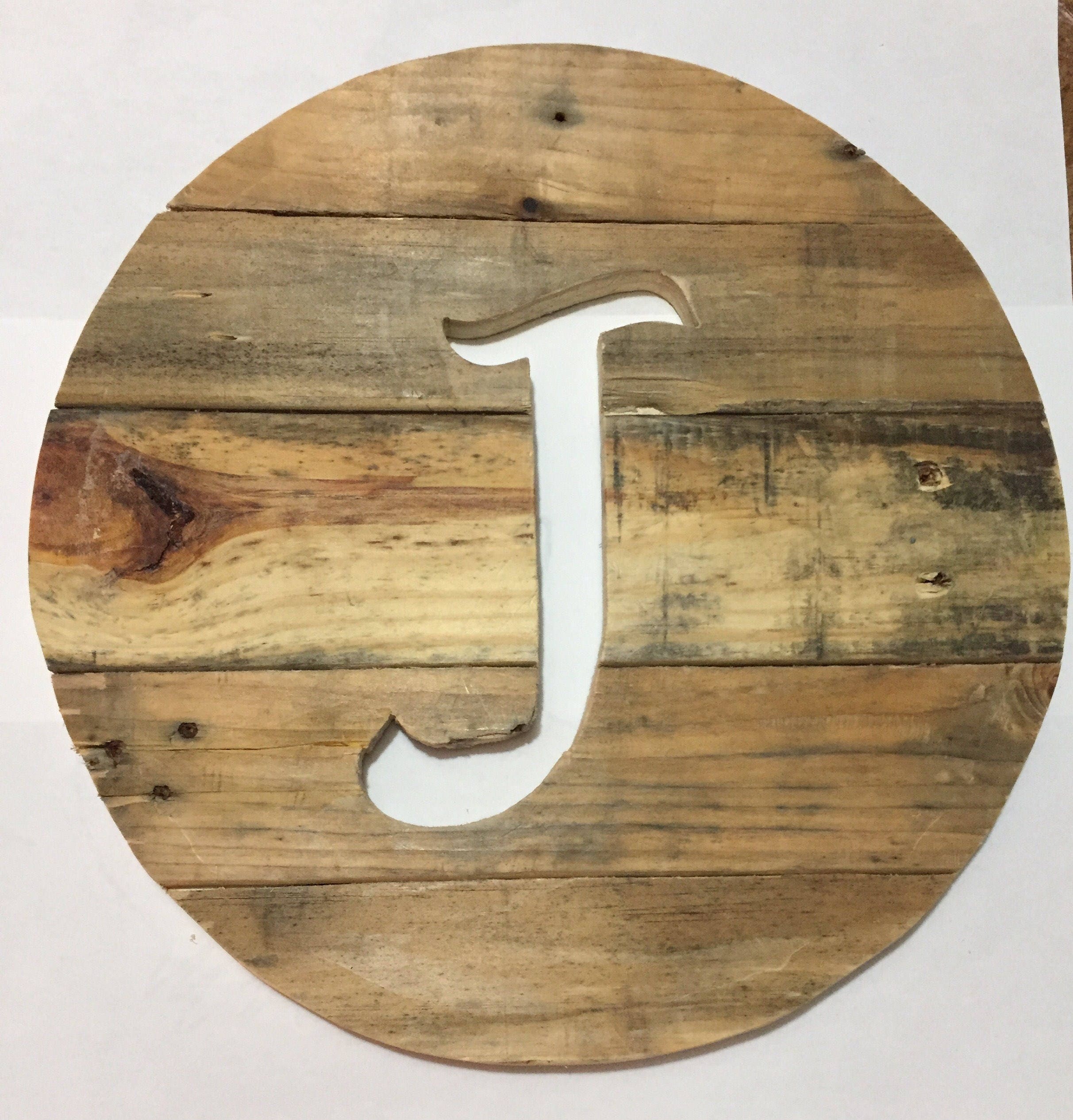 Round Wooden Initial Cutout Wooden Initial Initial | Etsy