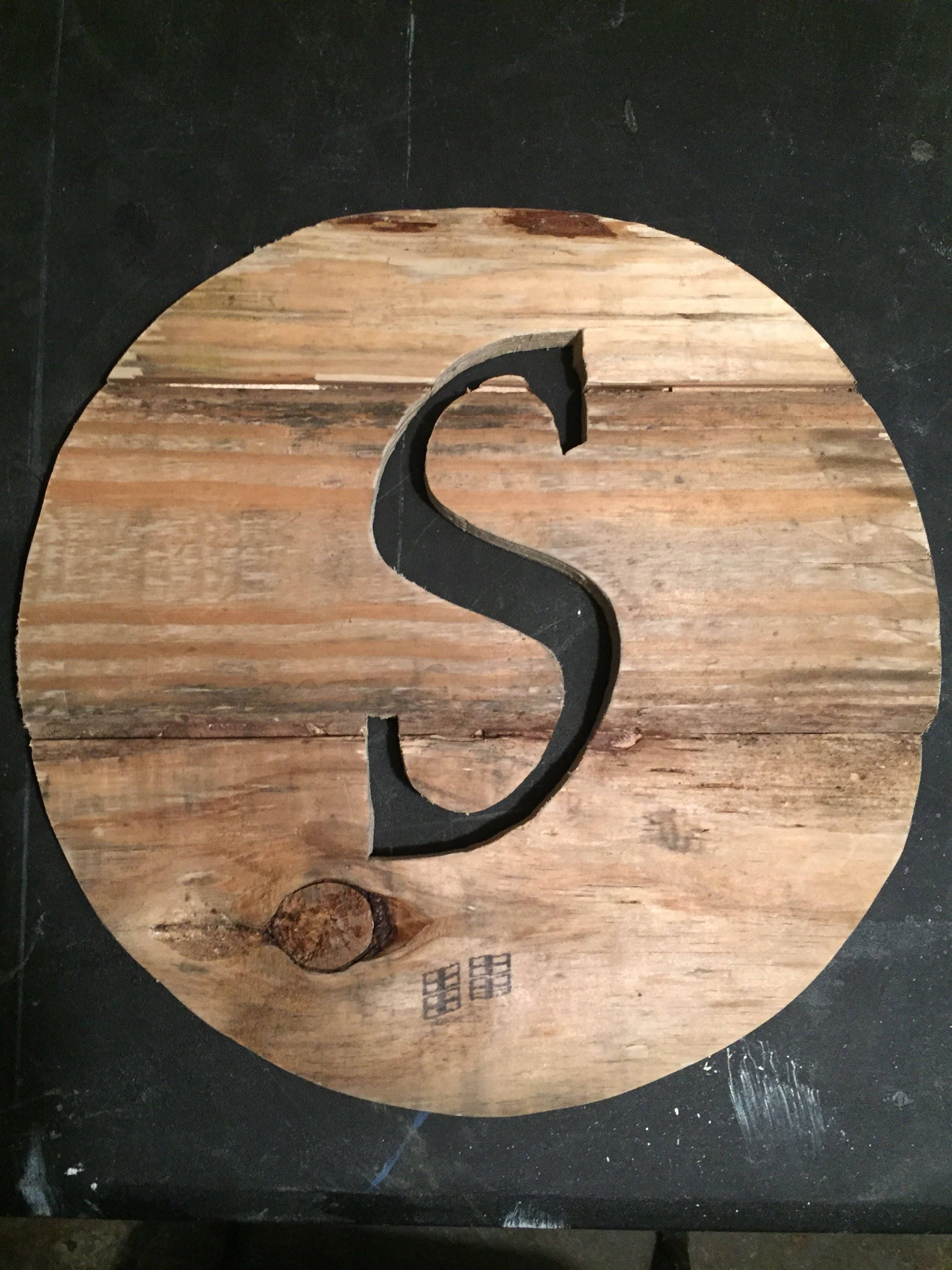 Round Wooden Initial Cutout Wooden Initial Initial | Etsy