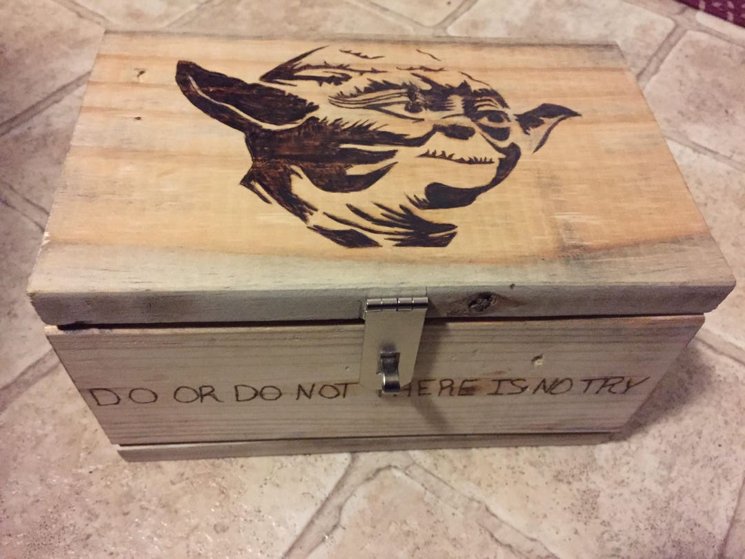 Wood Burned Yoda Box, Yoda Box, Star Wars, Yoda, Star Wars Yoda, Wood ...