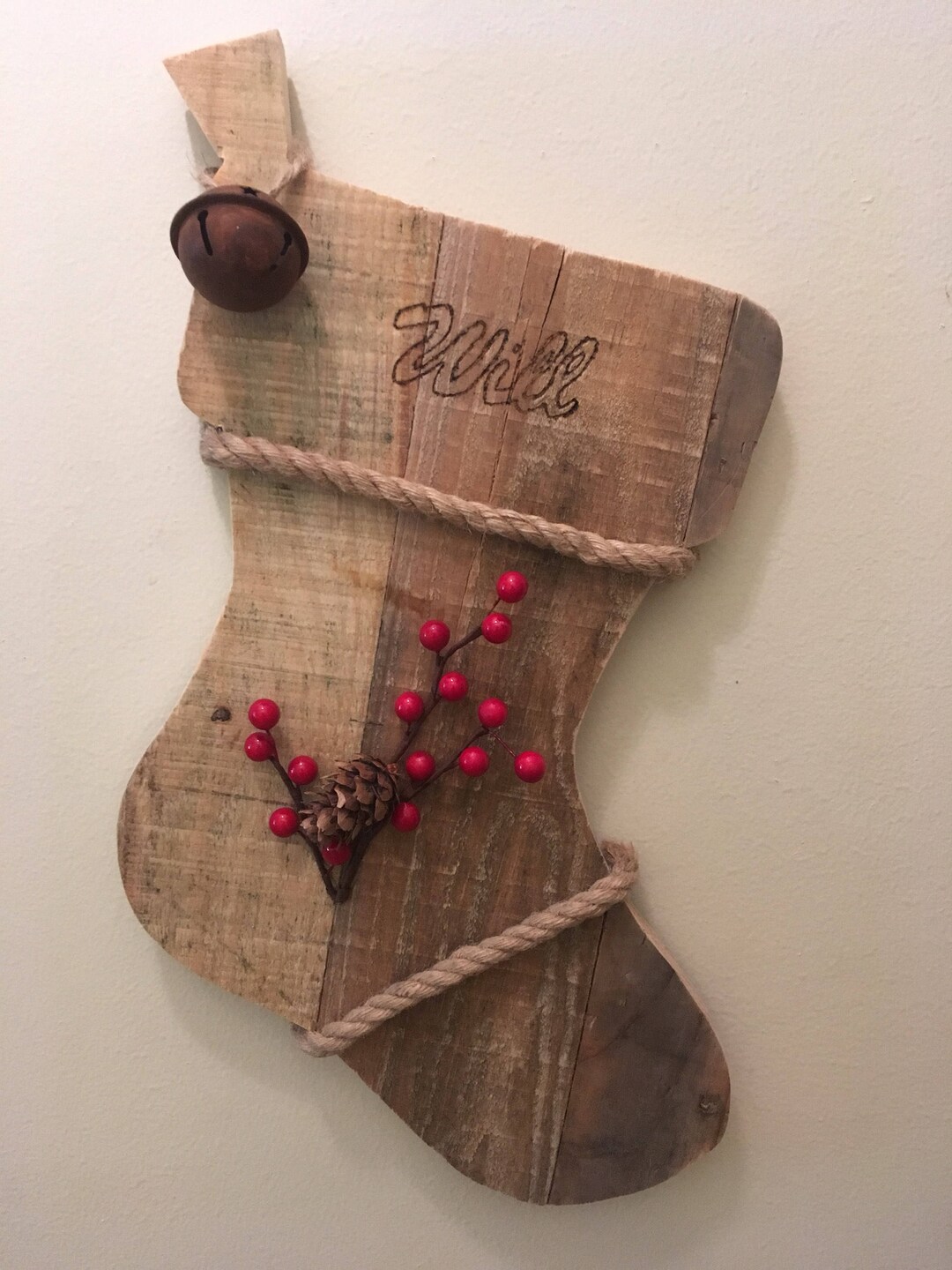 Rustic Wooden Stocking, Wooden Stocking, Stocking, Christmas Stocking ...