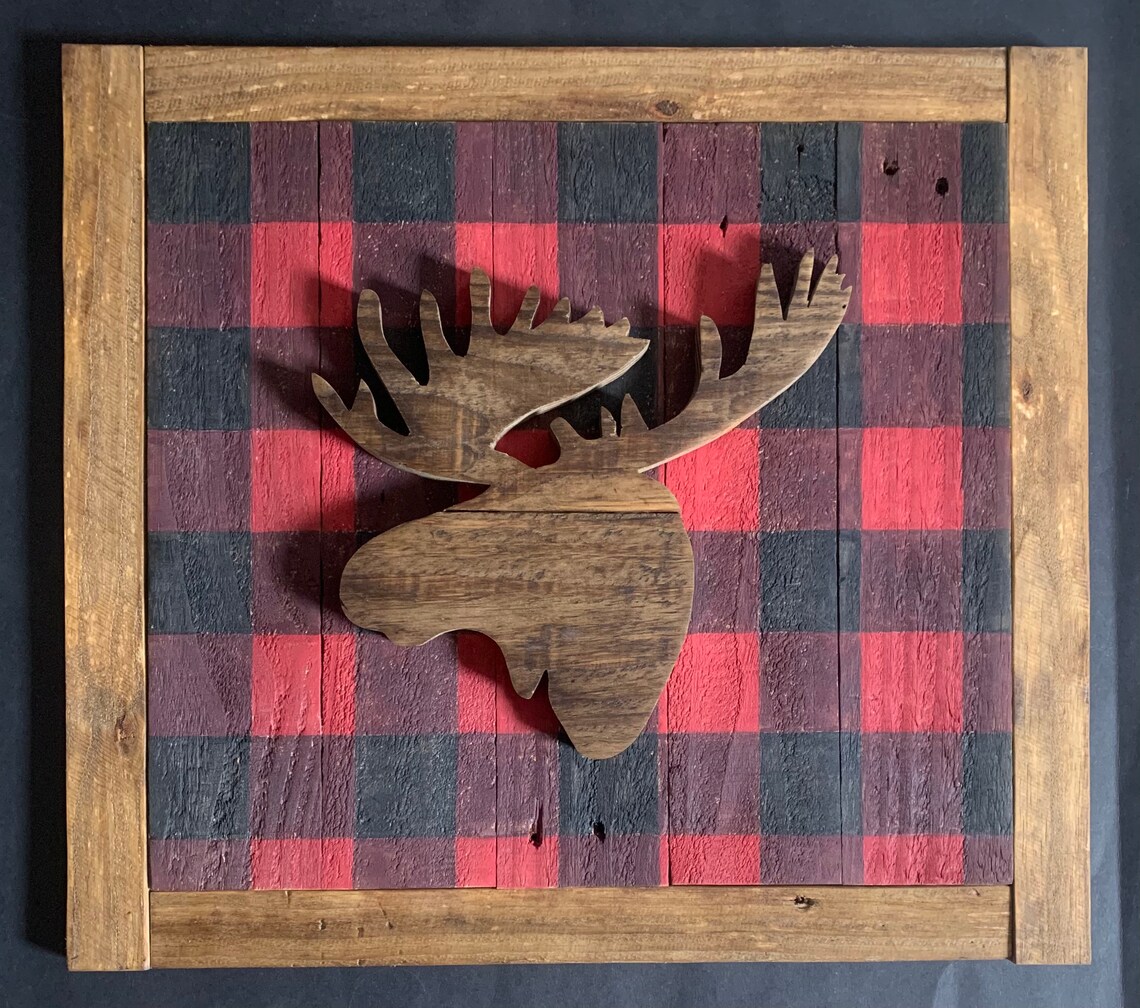 Buffalo Plaid Moose Head or Bear Moose Bear Buffalo Plaid - Etsy