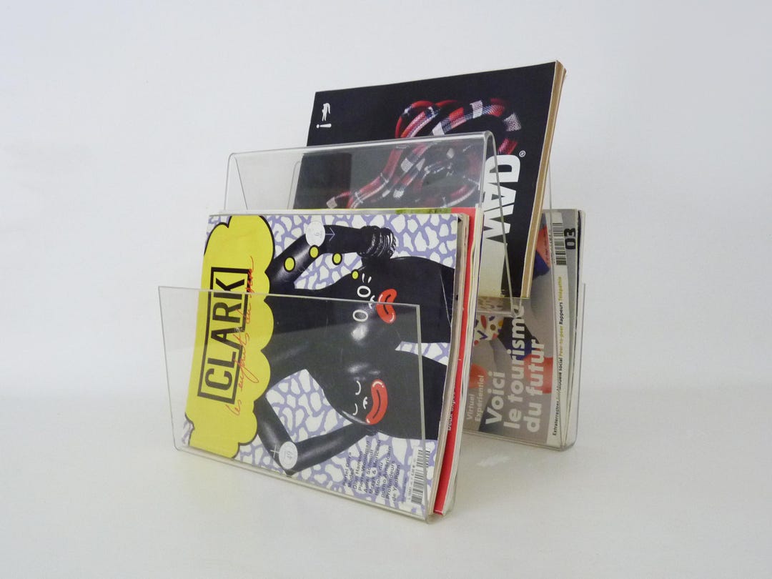 Vintage Magazine Holder, Transparent Plexiglass Magazine Holder - Etsy