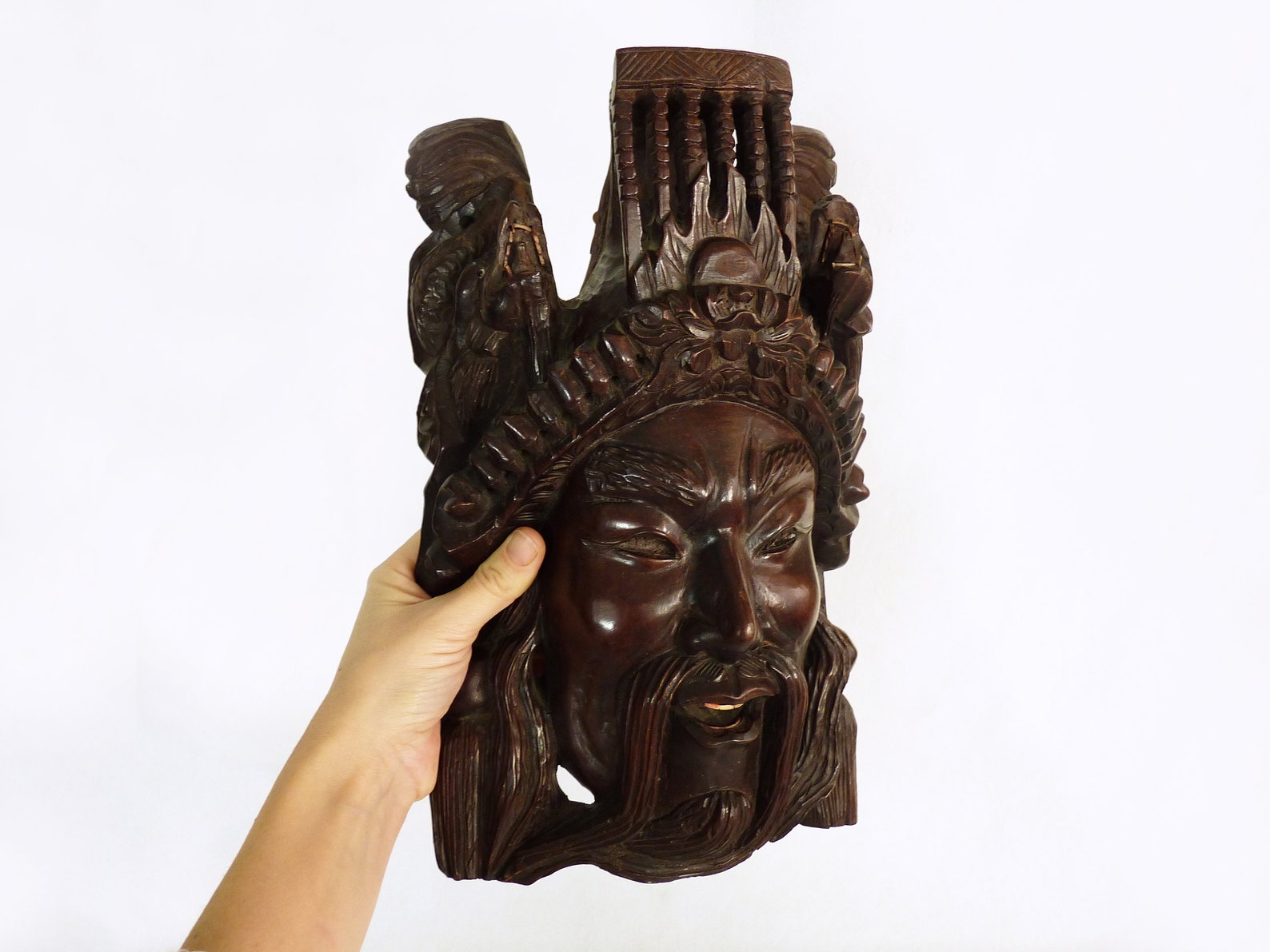 Ancient Chinese mask in carved rosewood. 1st half of the 20th | Etsy