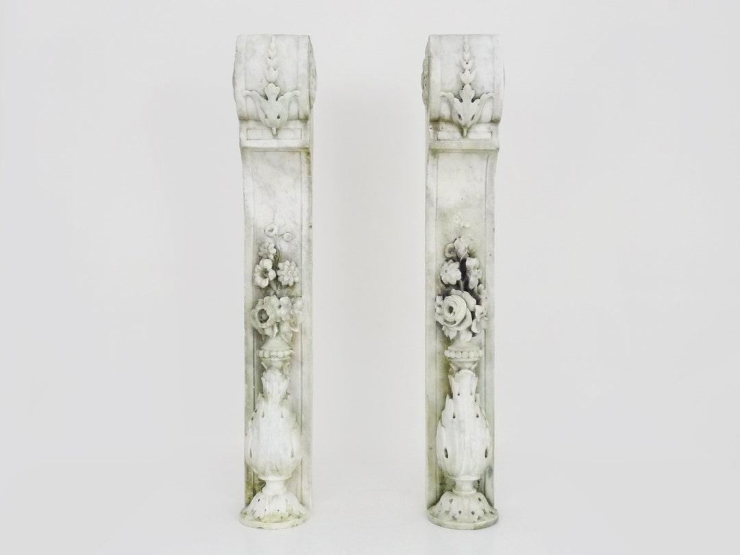 Pair of Antique Fireplace Jambs Carved in White Marble - Etsy