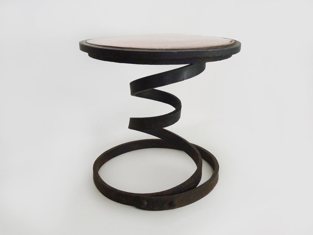 Vintage Coffee Table With Industrial Spring and Copper Top. Unique ...