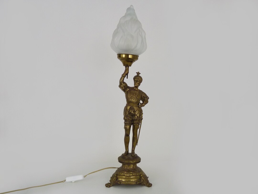 Large Knight Lamp Carrying a Bronze Torch Spanish Knight - Etsy