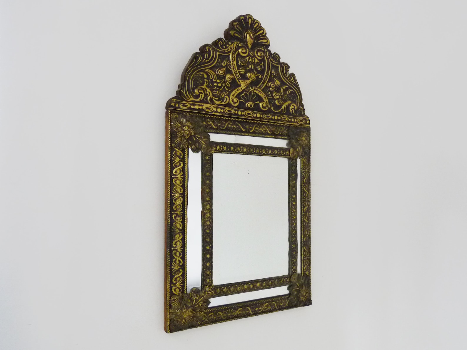 Old Mirror With Copper Beads Embossed on Wood. Victorian Style - Etsy