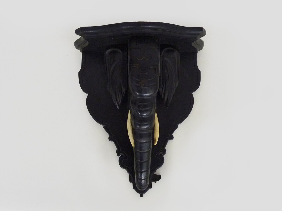 Bolster, Plant Holder, Wall Statue Holder, Blackened Wooden Elephant ...