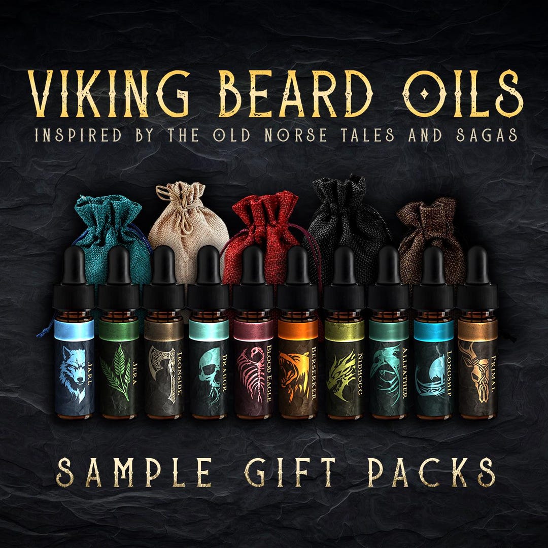 Beard Oil Gift for Men | Viking Beard Oil Sample Packs - Christmas Gift ...