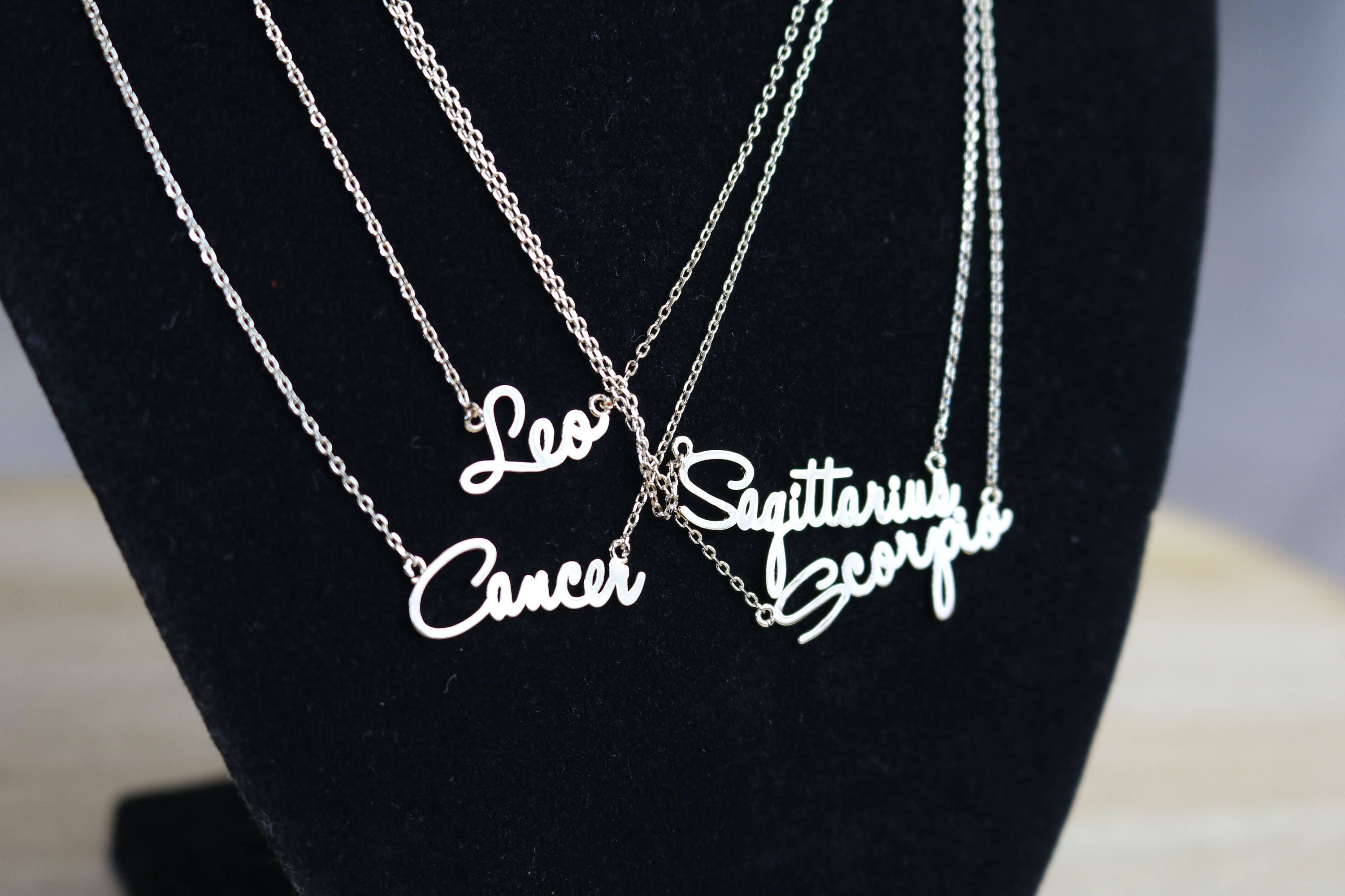 Cursive Astrology Sign Necklace - Etsy