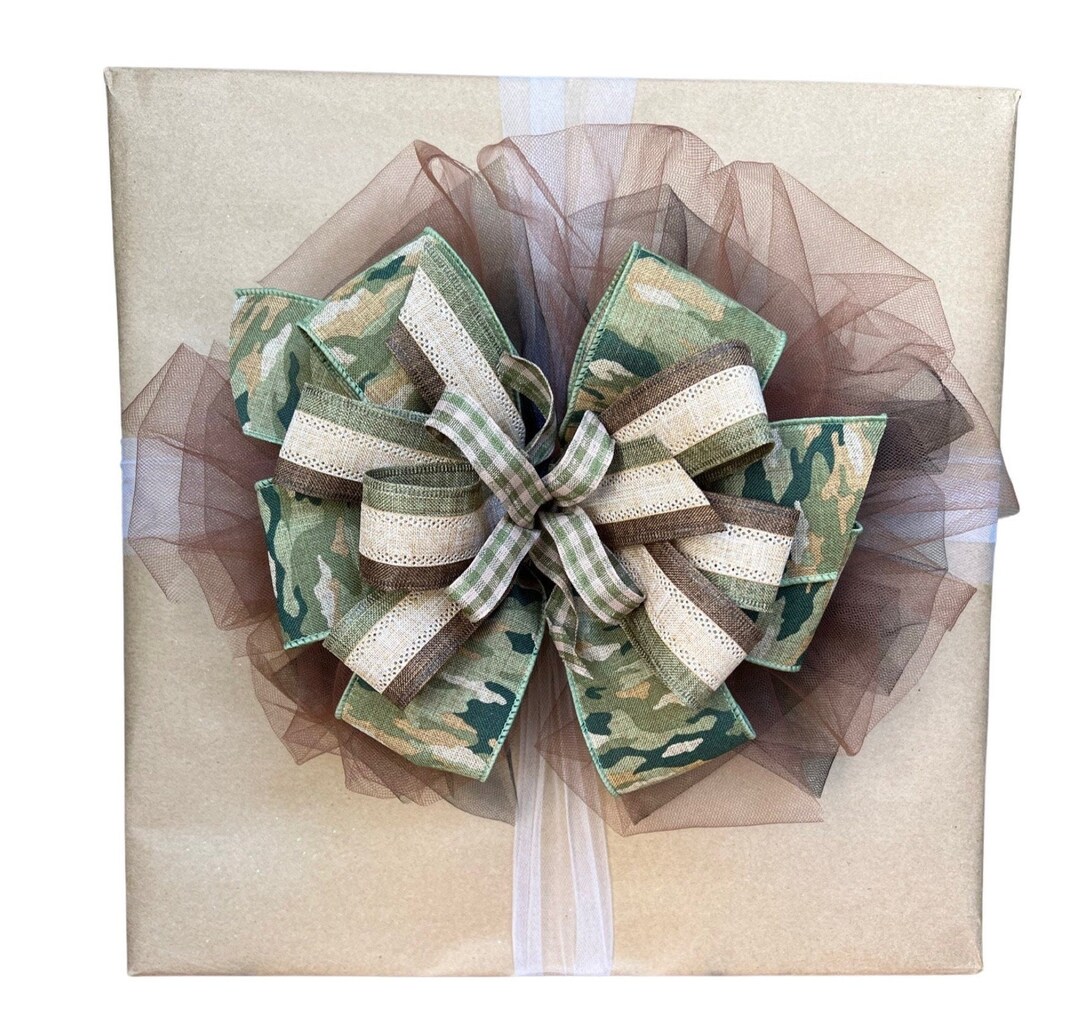 Camo Wreath Bow, Men's Gift Bow, Masculine Bow, Door Decor - Etsy