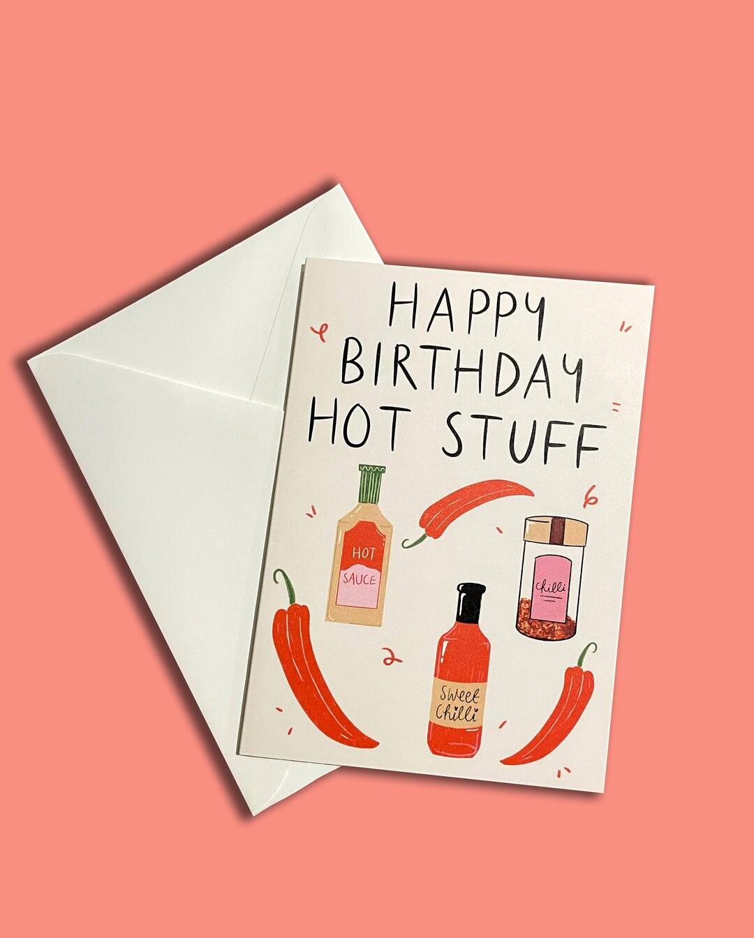 A6 Happy Birthday Hot Stuff Card, Punny Love Birthday Card, Funny Hot ...
