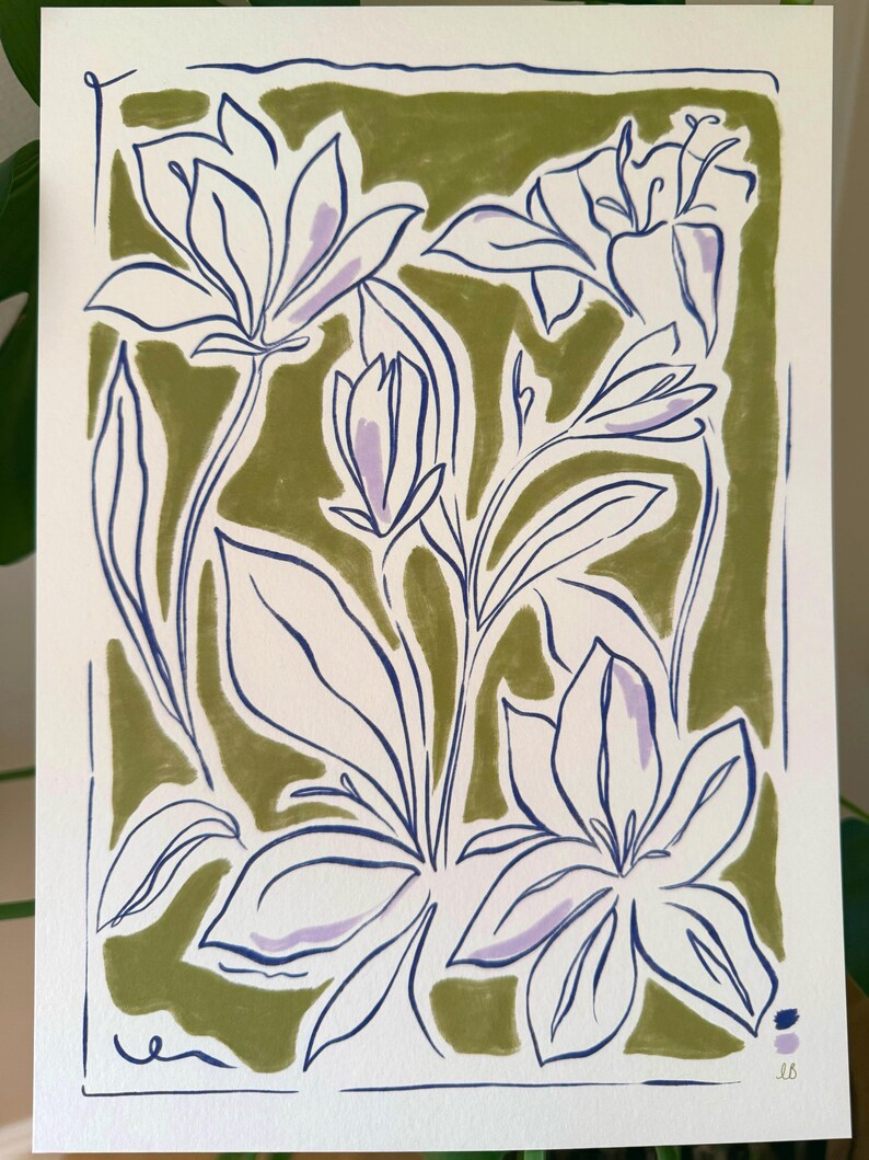 Flowers Wall Art Print, Lilies Illustration Print (A4 Unframed) - Etsy UK