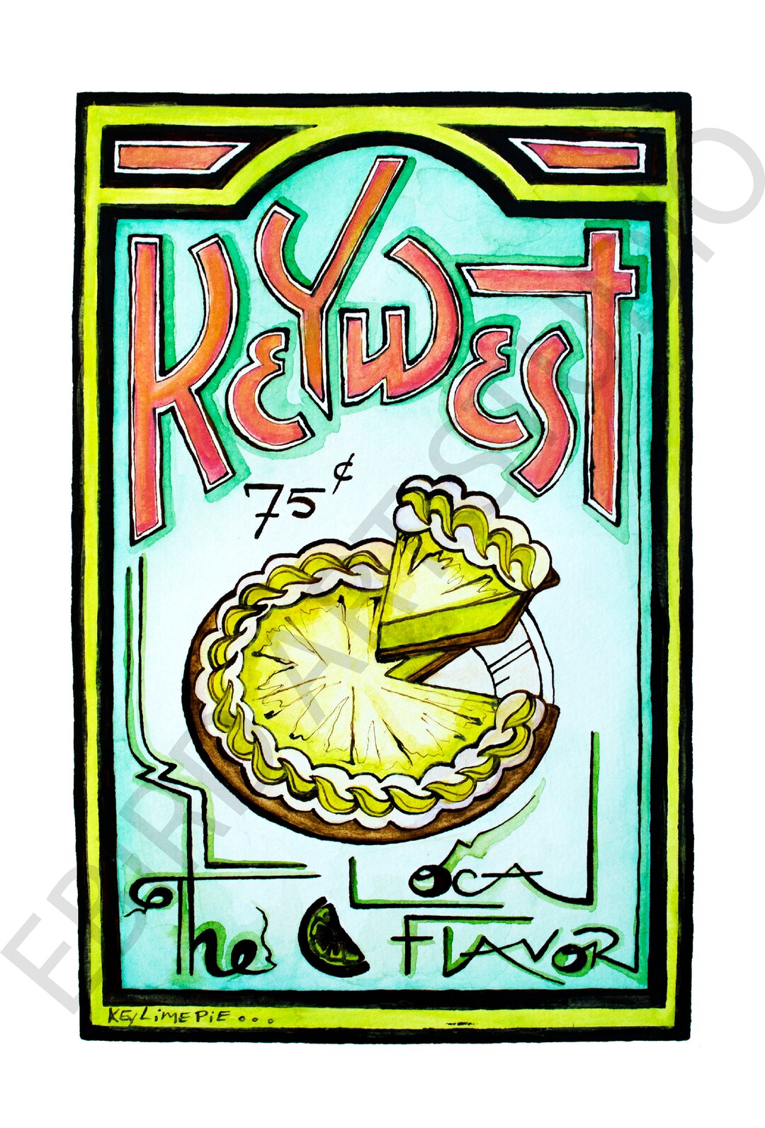 Key West Painting, Key West Drawing, Travel Artwork, Tropical Art, Key ...