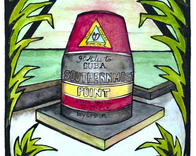 Key West Painting, Key West Drawing, Travel Artwork, Tropical Art ...