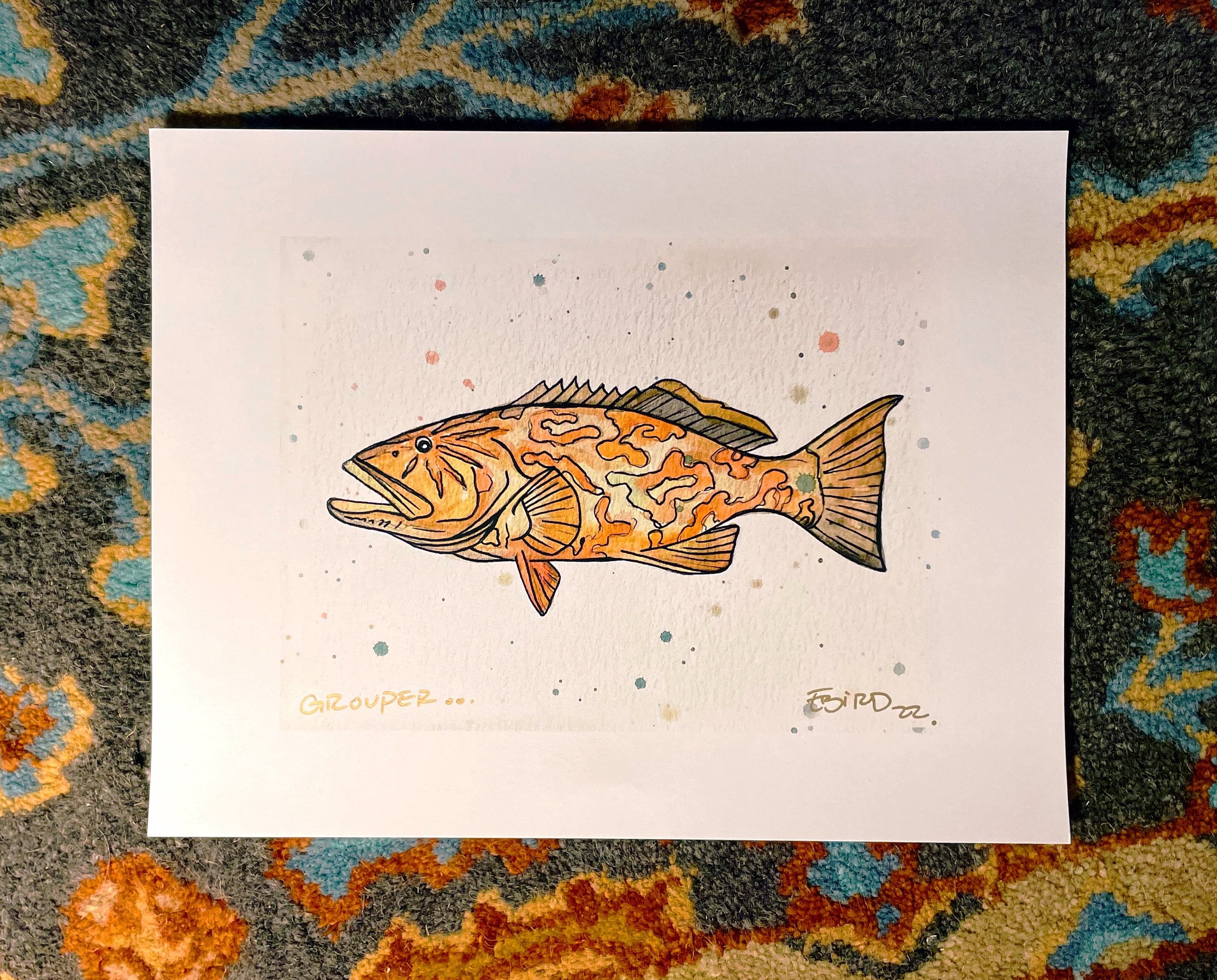 Grouper Art, Grouper Drawing, Grouper Painting, Florida Fish, Nautical ...