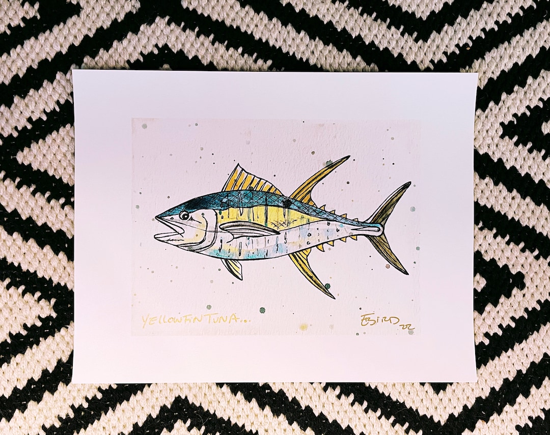 Yellowfin Tuna, Yellowfin Tuna Drawing, Yellowfin Tuna Painting ...