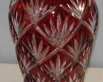Olenka Tarnow Polish Crystal Vase Ruby Red Cut to Clear Vase - Etsy