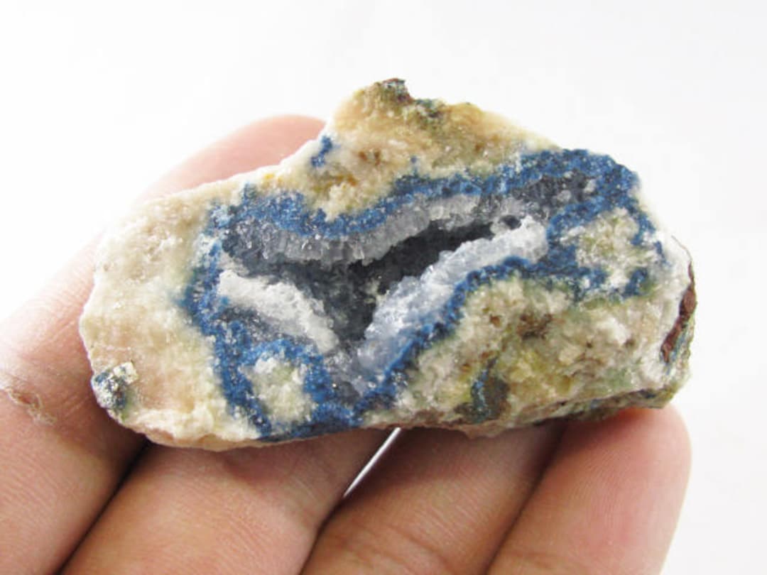 2.2 Shattuckite & Quartz Geode namibia 44g Natural Blue Crystals Rock ...