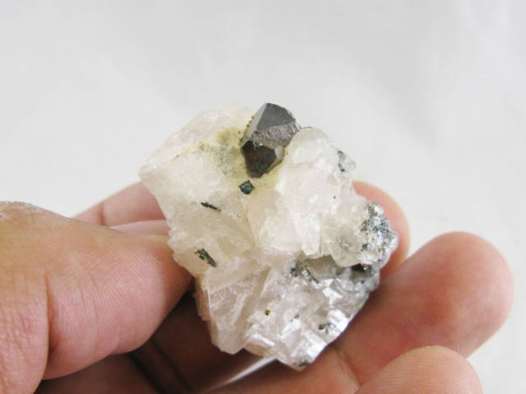 1.6" RARE! Carrollite and Calcite -23g- Congo Beautiful Natural Silver ...