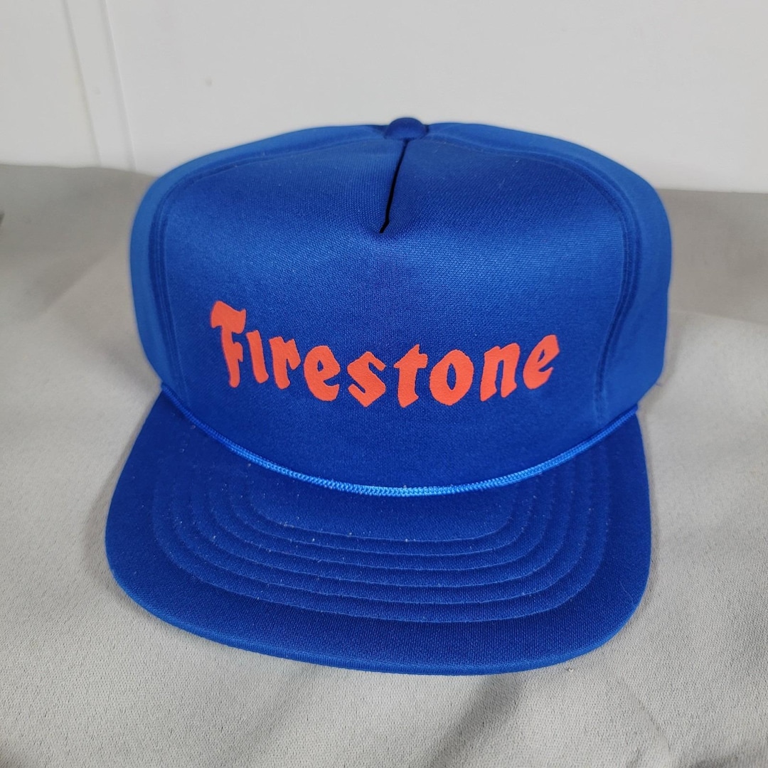 Vintage Firestone Hat Cap Trucker Snap Back Blue Mesh Solid Mens - Etsy