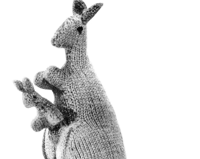 Vintage Toy KANGAROO Knitting Pattern Knit a Gift for Baby Toddler ...