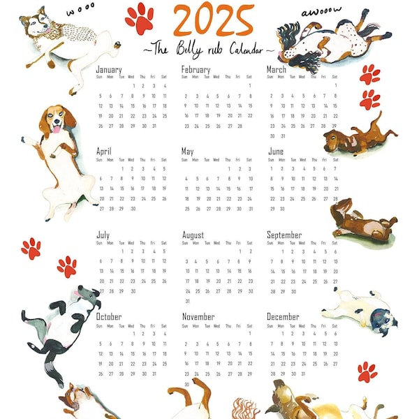 2025 Paw Print Dog Calendar - Etsy
