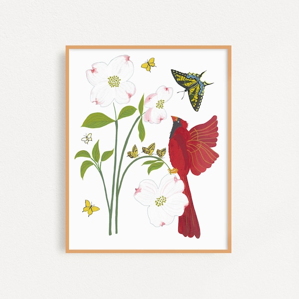 Cardinal and Dogwood - Etsy
