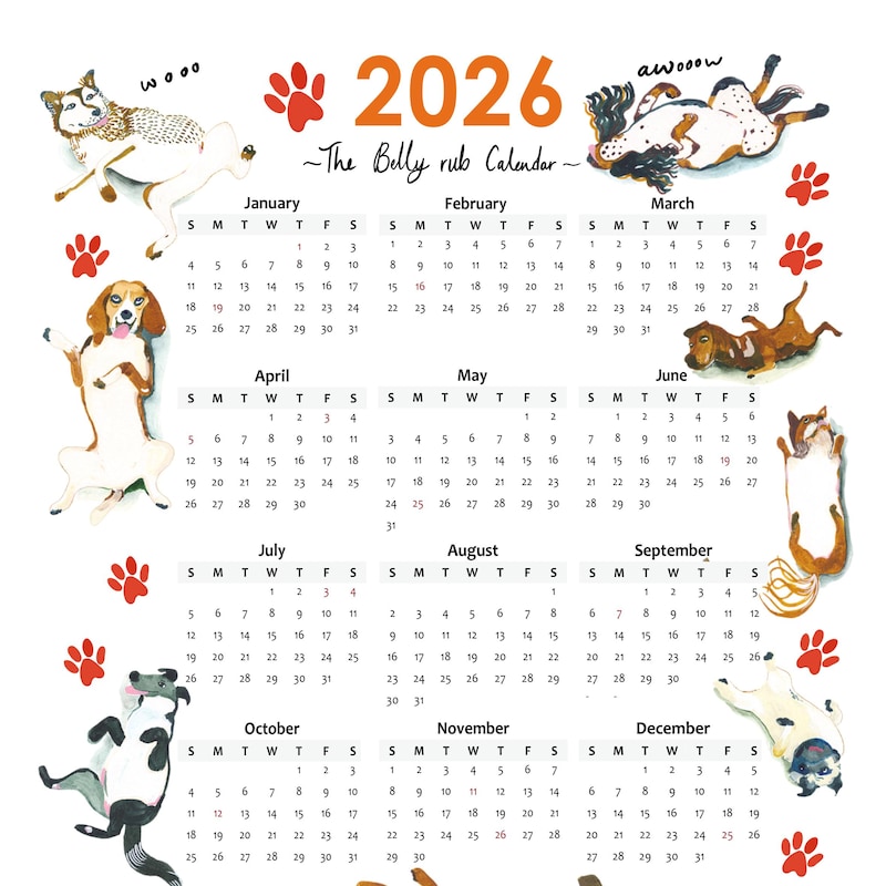 The Paw Print Calendar 2025 - Etsy