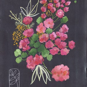 Pink Geraniums Bouquet Floral Art Print - Etsy