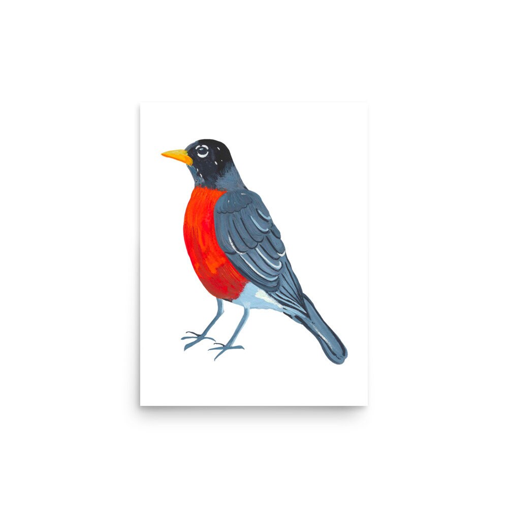 American Robin, Texas Bird Art Print, Watercolor Home Decor, Bird Wall ...