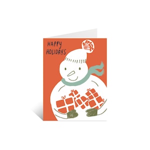 Happy Holidays Snowman Card Winter Holiday Card Set - Etsy
