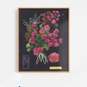 Pink Geraniums Bouquet Floral Art Print - Etsy