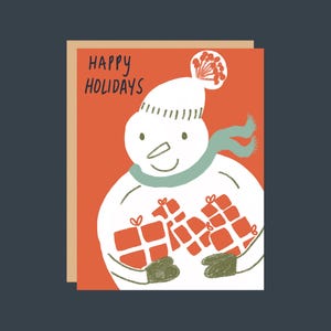 Happy Holidays Snowman Card Winter Holiday Card Set - Etsy