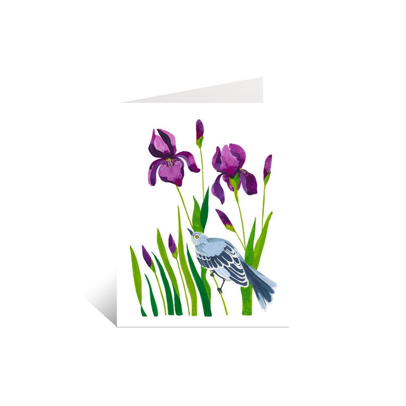 Mockingbird & Iris Flowers Note Card Set: Blank Cards - Etsy UK