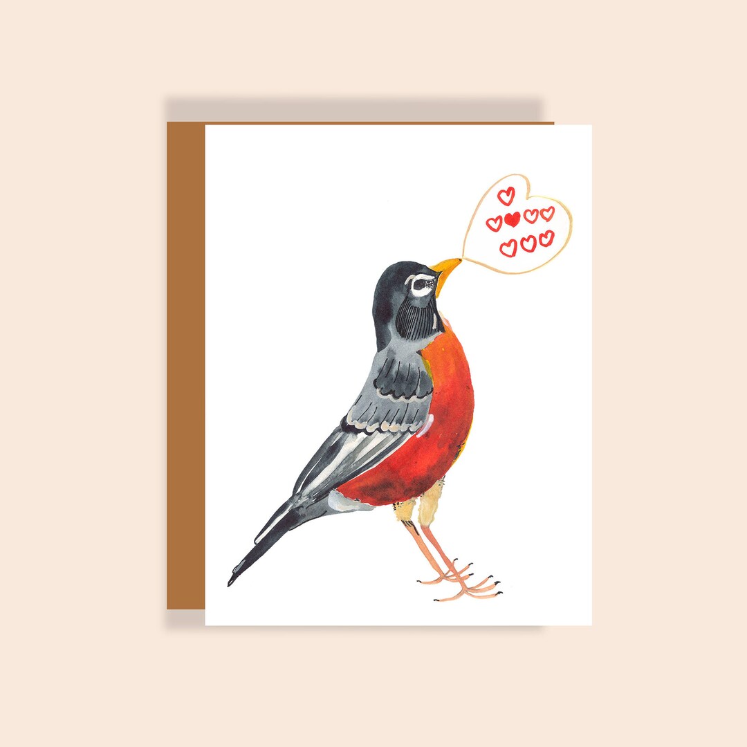 American Robin Valentine's Day Card: Love Tweets Note - Etsy