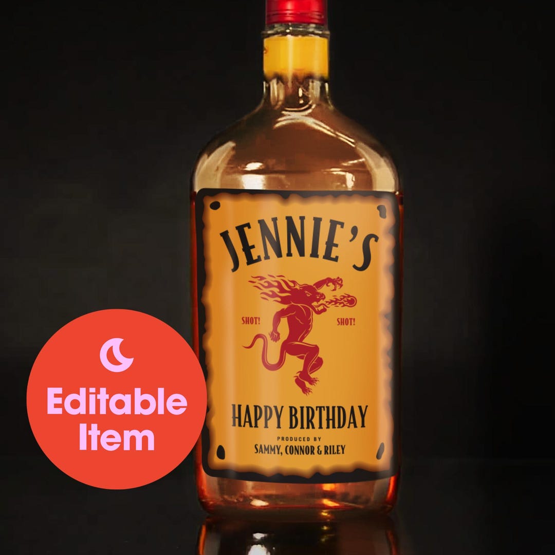 Fireball Personalised Birthday Label - Etsy