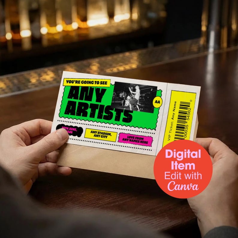 Editable Mock Concert Ticket, Print Yourself Event Template, Custom Gig ...
