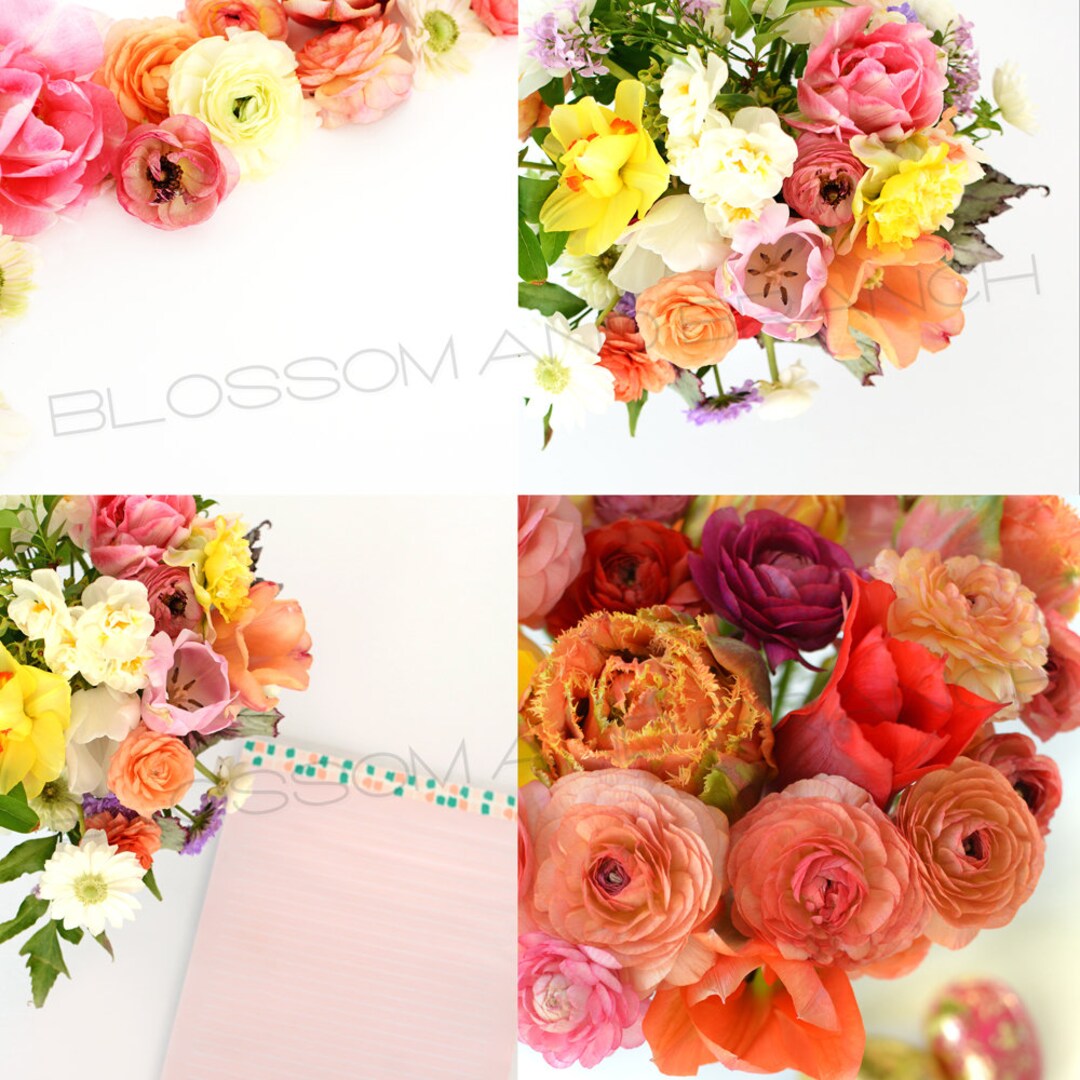 Spring Flower Mock-up Images, Table Flat Lay for Florists and Flower ...
