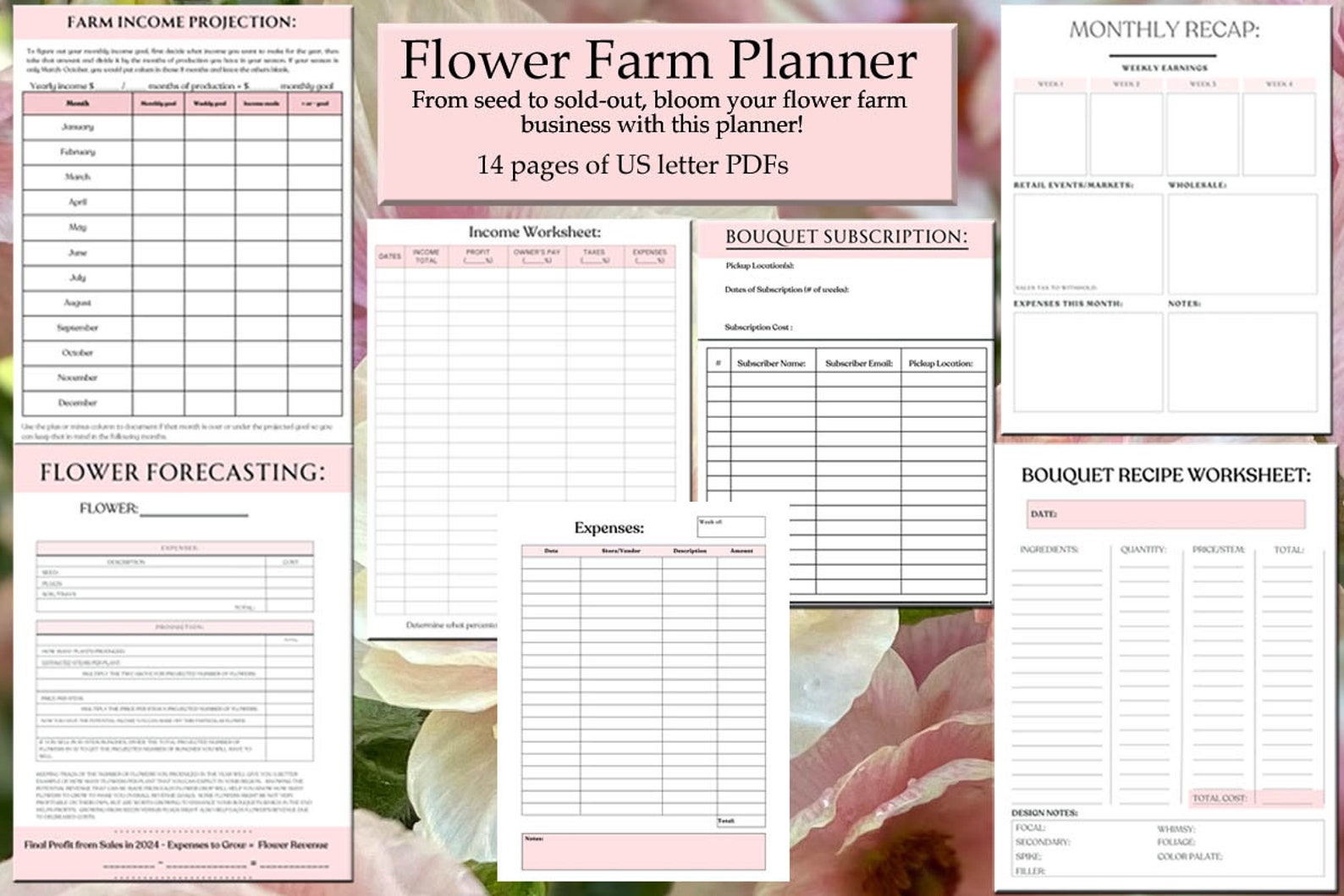 Flower Farmer Business Planner / Gardening Planner / Farm Worksheets - Etsy