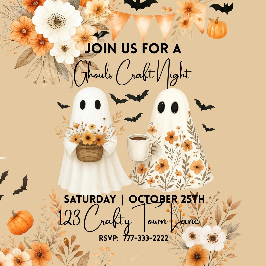 Ghouls Night Out | Girls Craft Night Invitation | Halloween Gathering ...