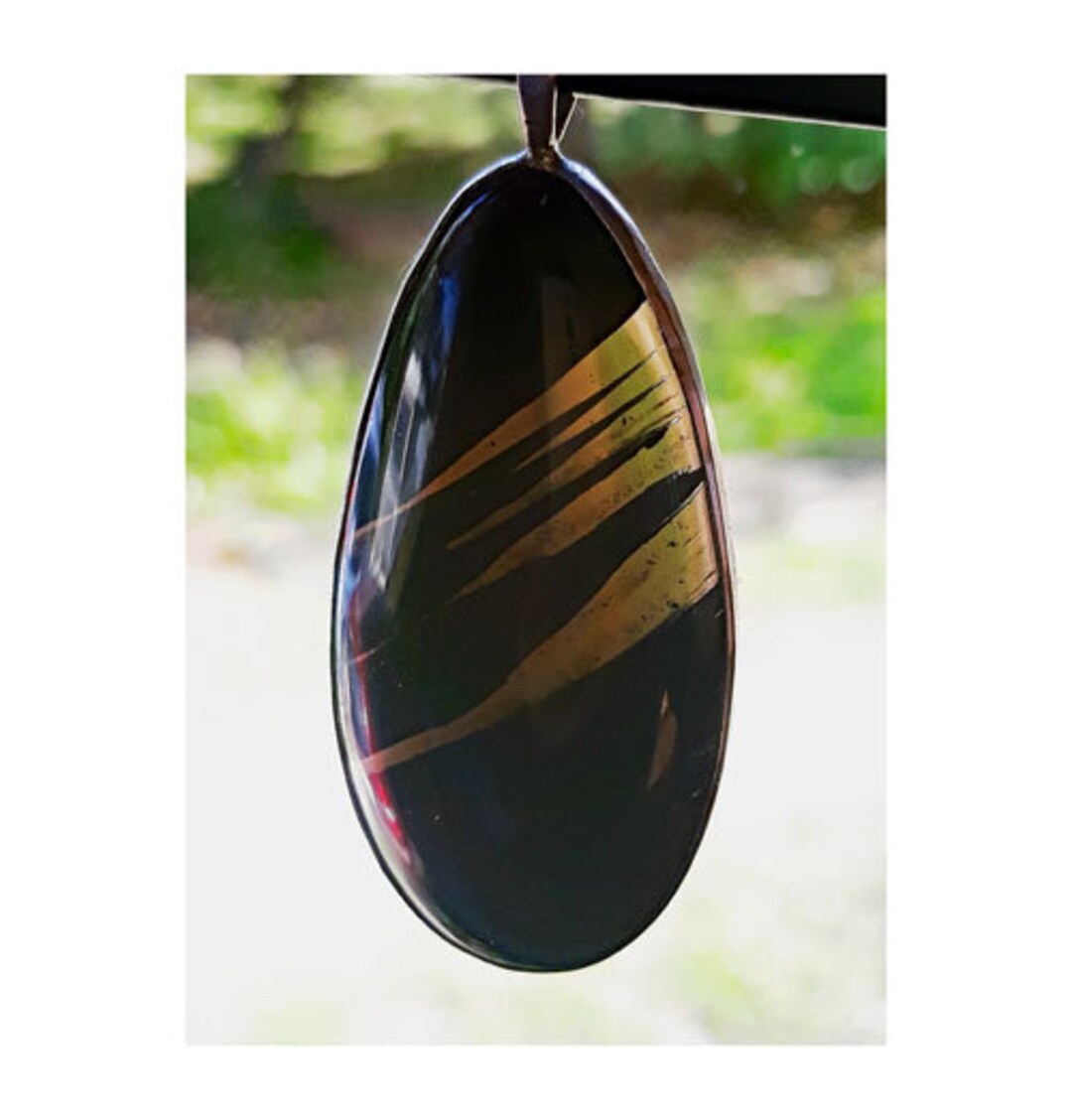 Large Midnight Lace Mahogany Obsidian Pendant - Etsy