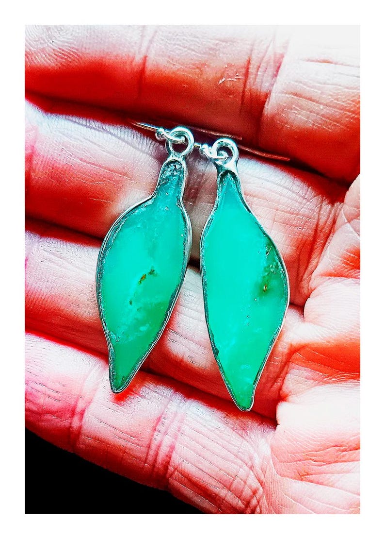 Chrysoprase Gum Leaf Earrings Etsy Australia