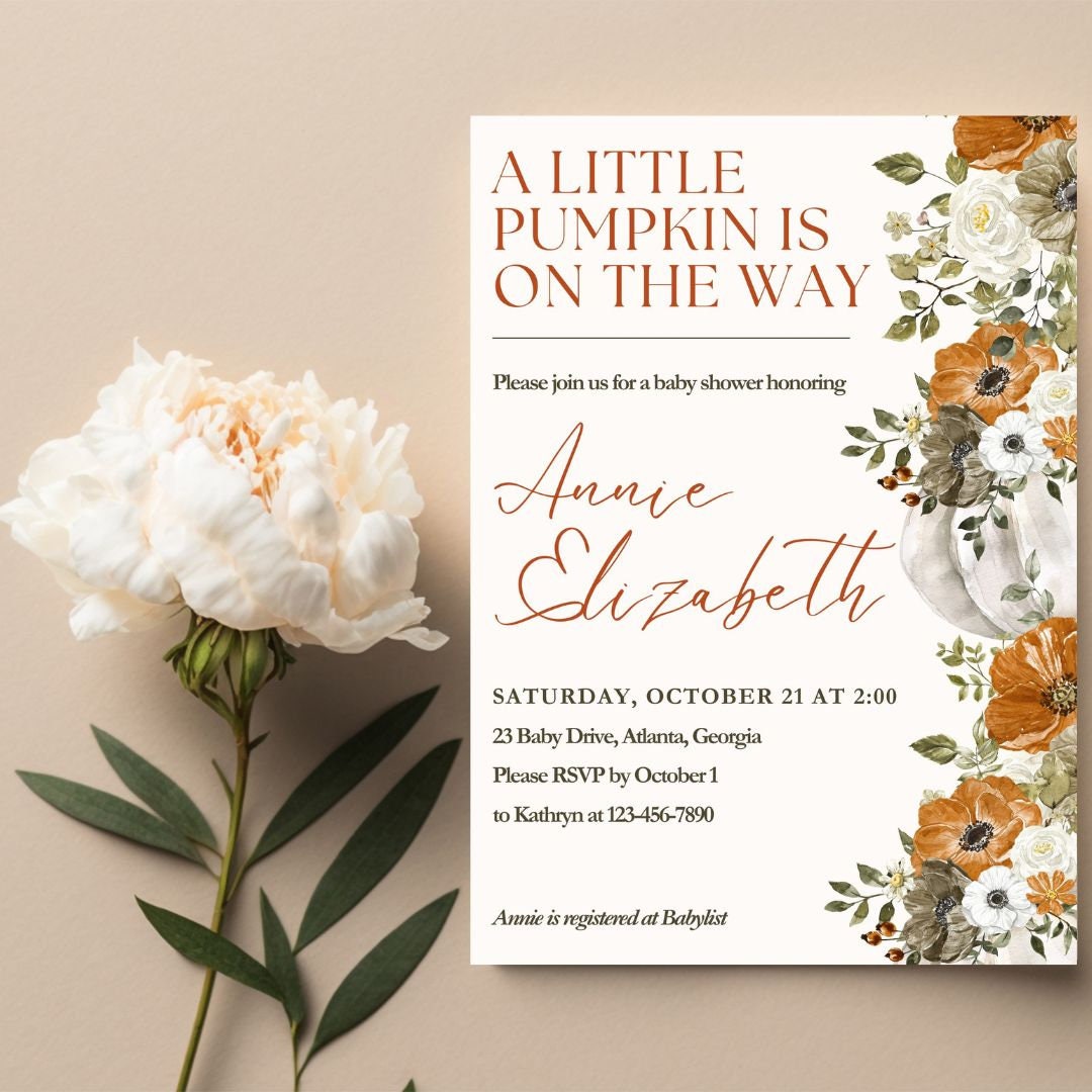 Fall Baby Shower Invitation Pumpkin Baby Shower Autumn Baby - Etsy