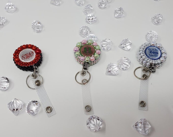 Sorority Inspired Retractable Badge Reels-aka/delta/zeta - Etsy